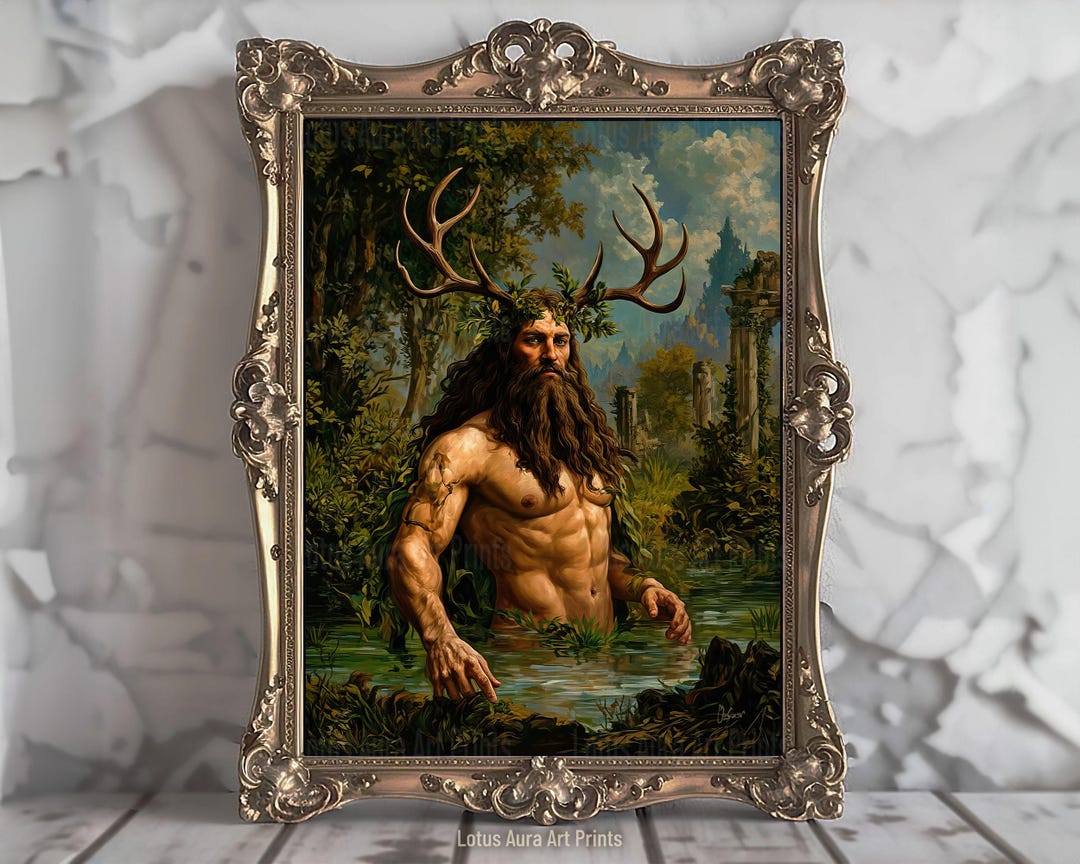 Cernunnos Art Print, Celtic Mythology, Pagan Home Decor, Ancient ...