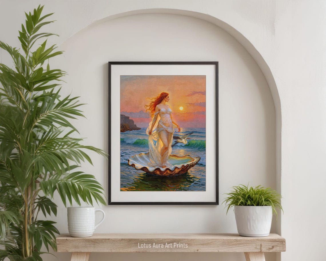 Aphrodite Rising Goddess of Love and Beauty Print,birth of Venus ...