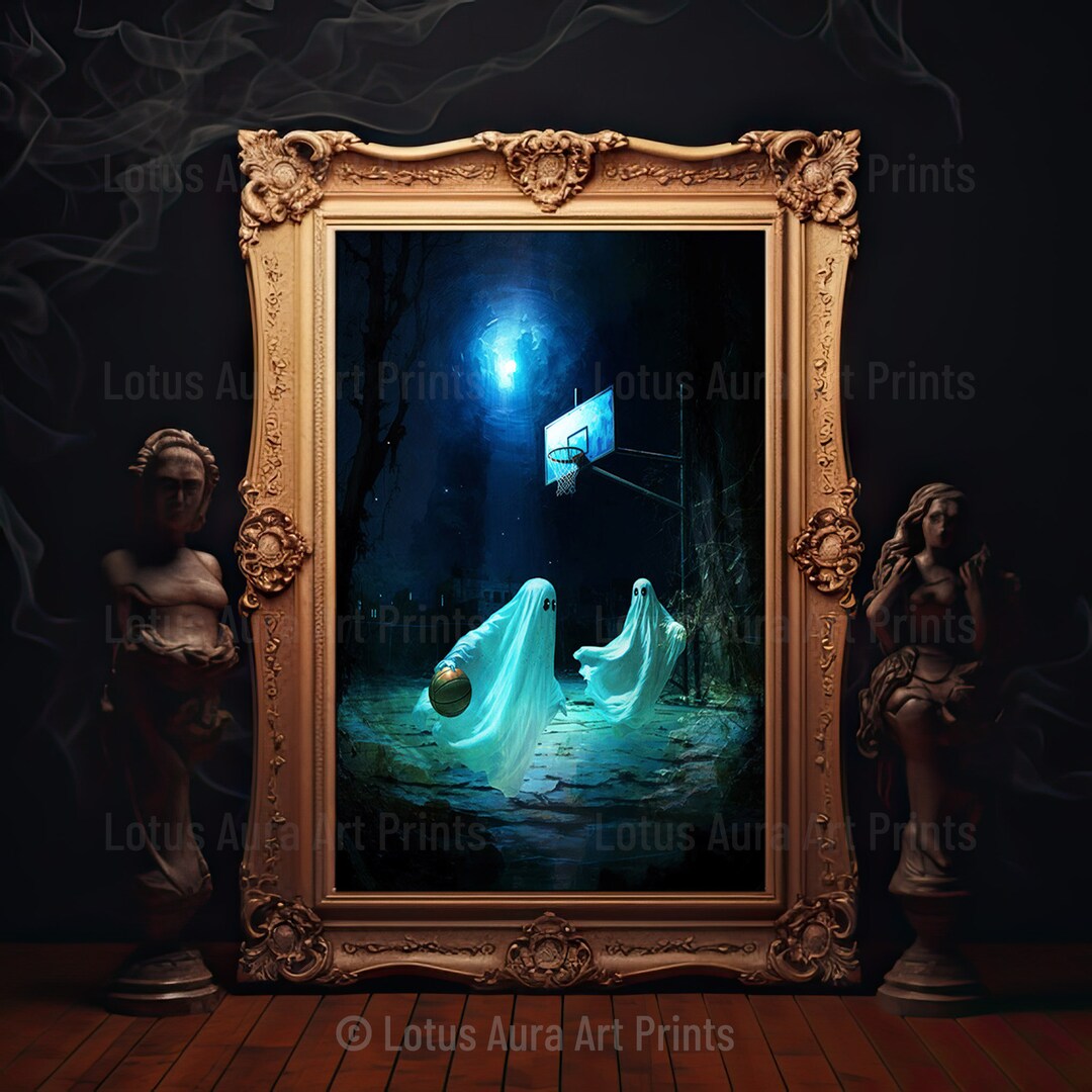 Ghost Basketball Print Sheeted Ghost Art Print Halloween - Etsy