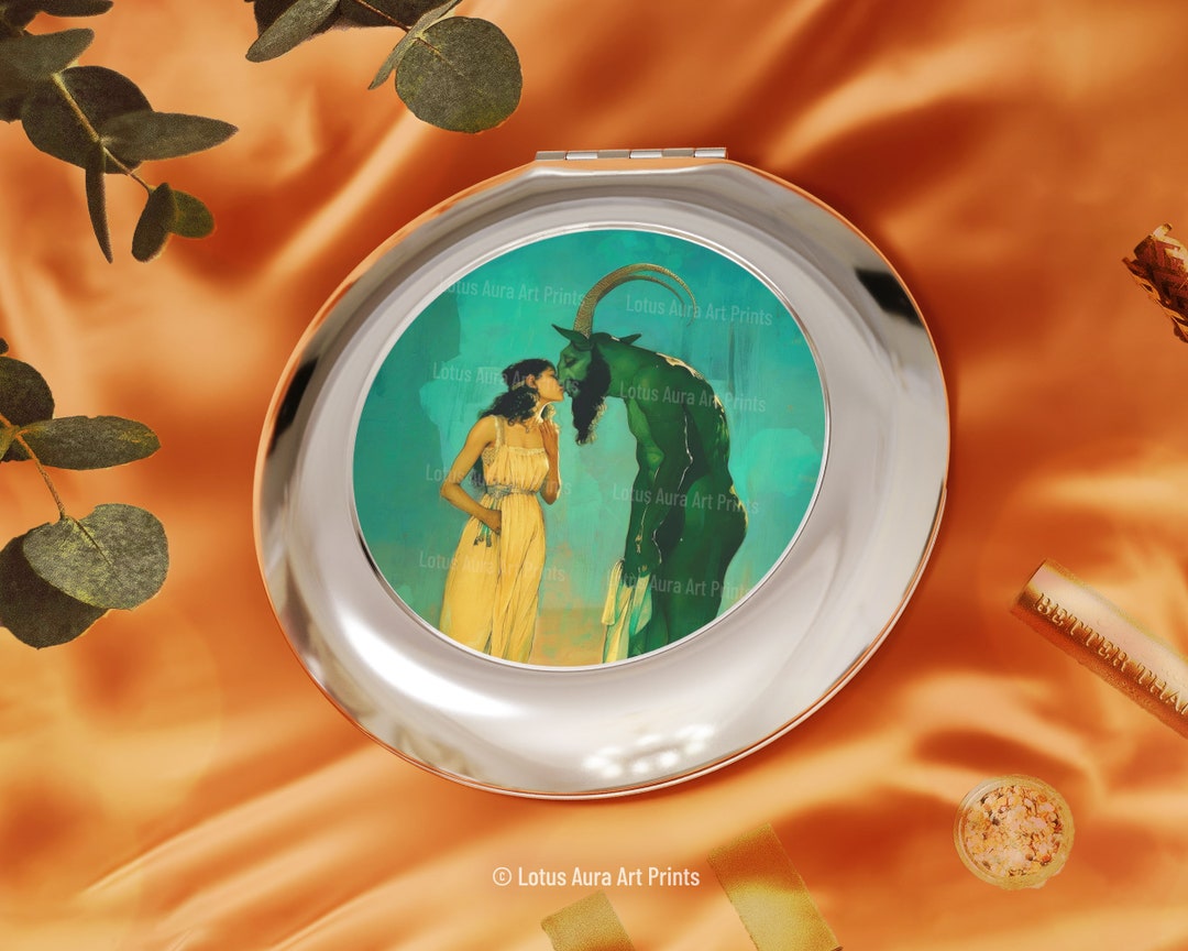 Satyr and Lady Compact Mirror, Art Nouveau Pocket Mirror, Makeup Mirror ...