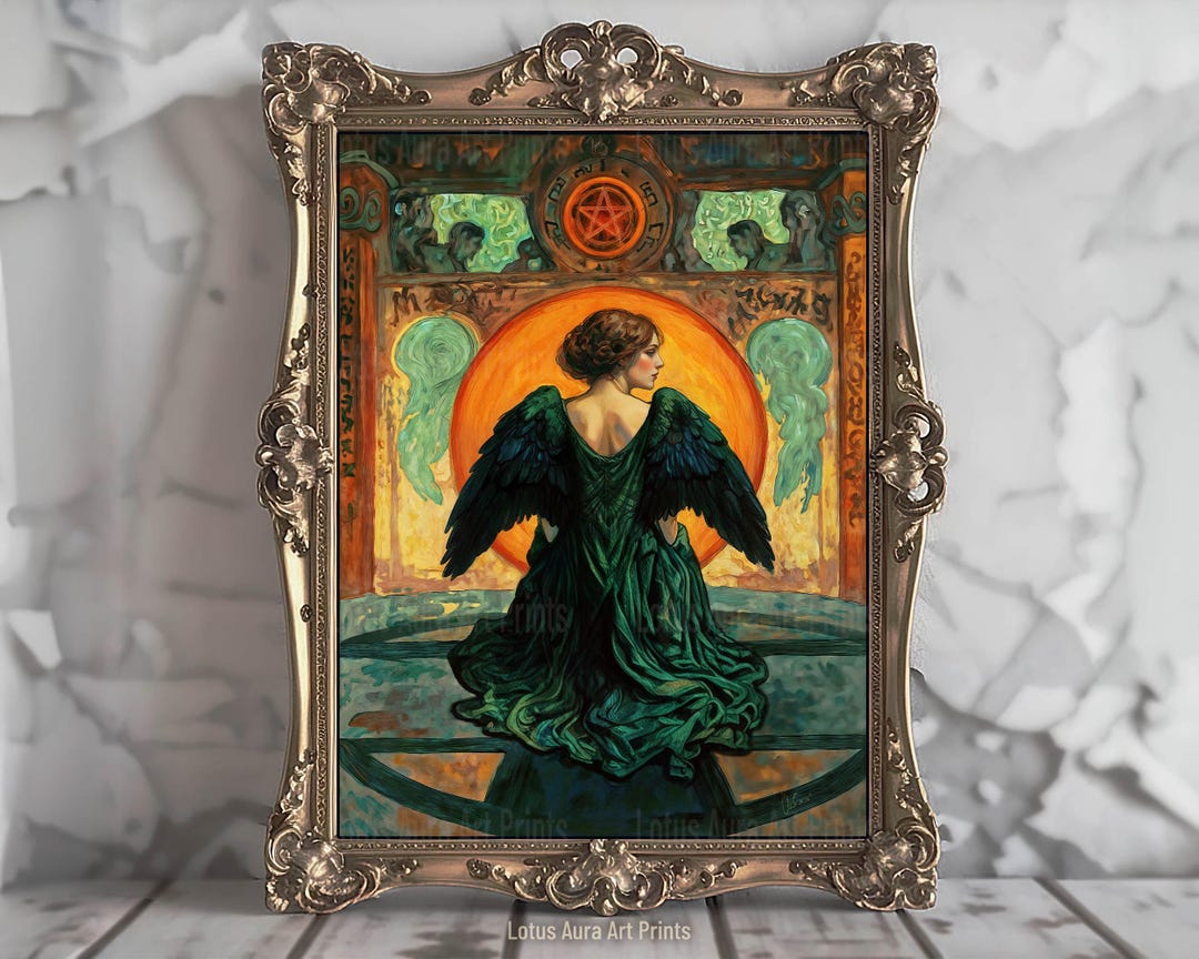 Fallen Angel Lilith Demon Queen Print, Art Nouveau Gothic Dark Academia ...
