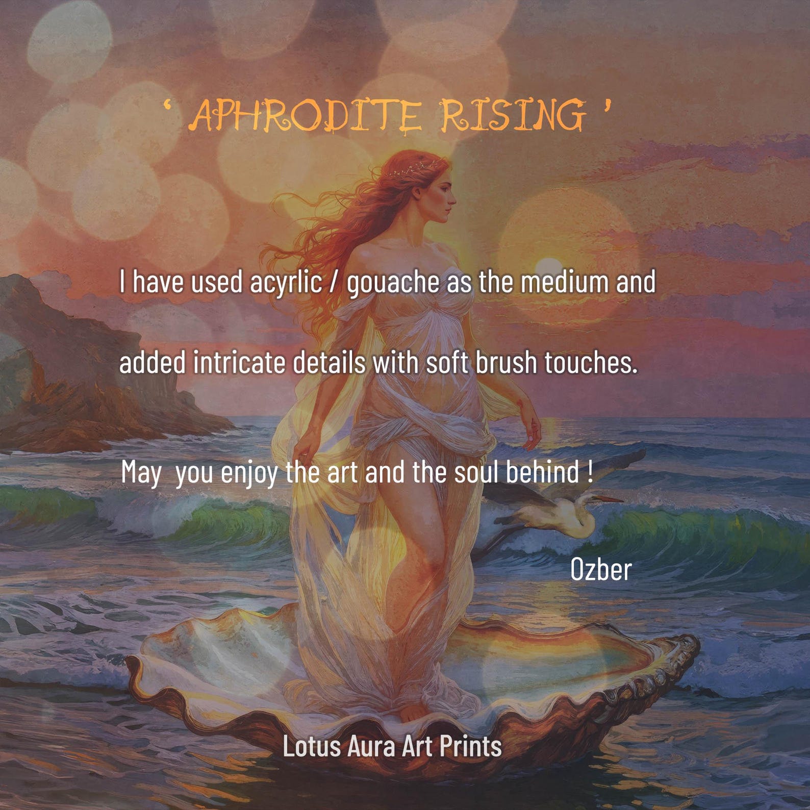 Aphrodite Rising Goddess of Love and Beauty Print,birth of Venus ...