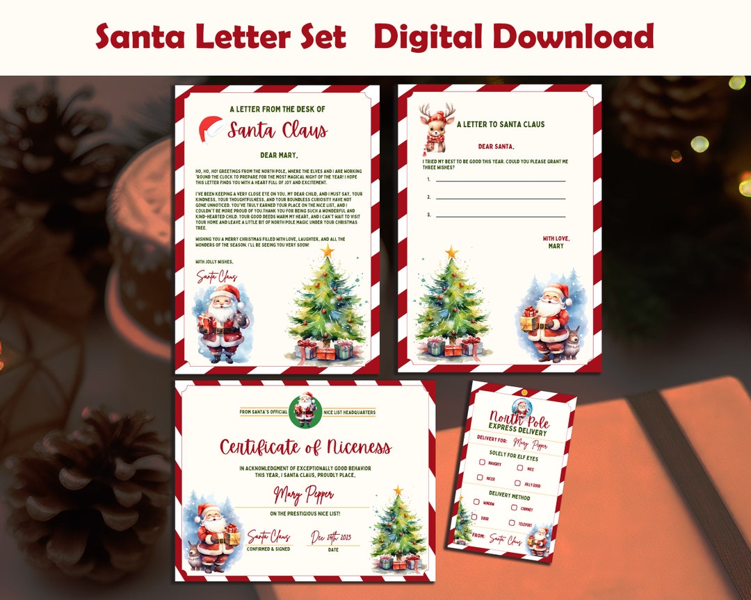 Letter From Santa Kit Printable Santa Stationary North Pole - Etsy UK