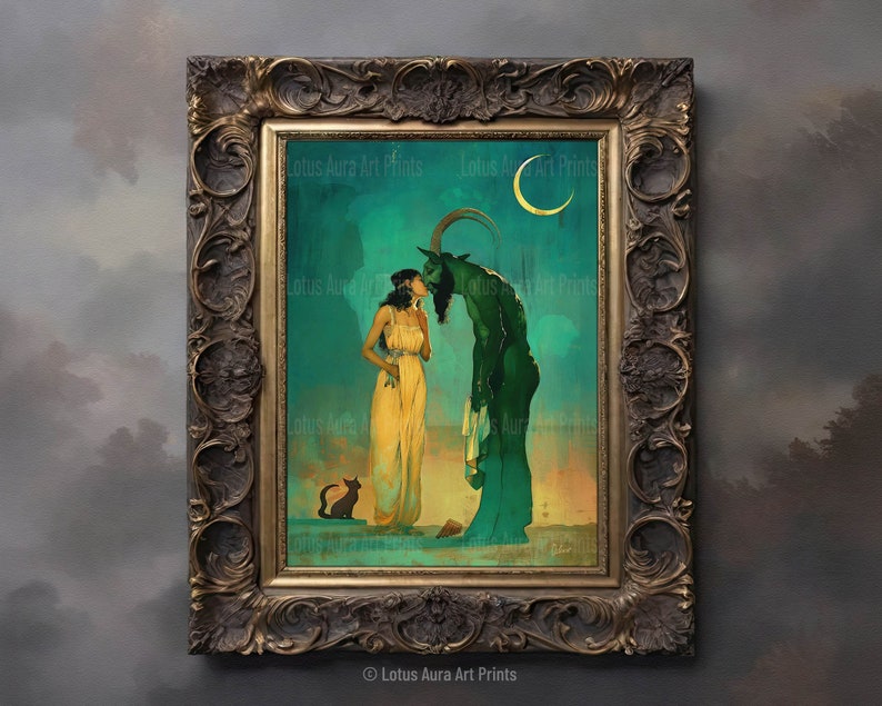Satyr Lady and the Cat Art Print, Whimsical Gothic Folklore Poster, Pan ...