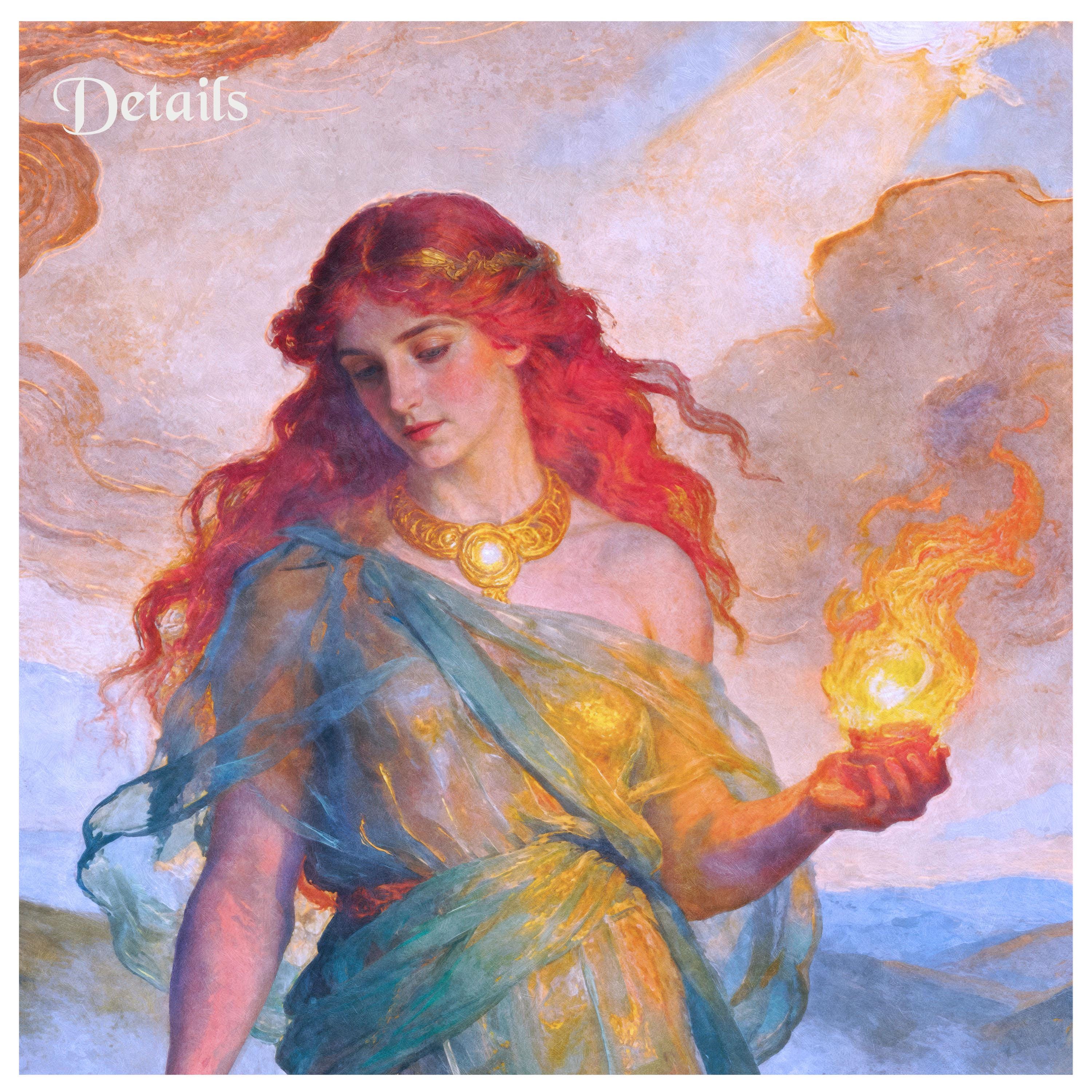 Flame Maiden Brigid Spring Goddess Print,vintage Celtic Pagan Whimsical ...