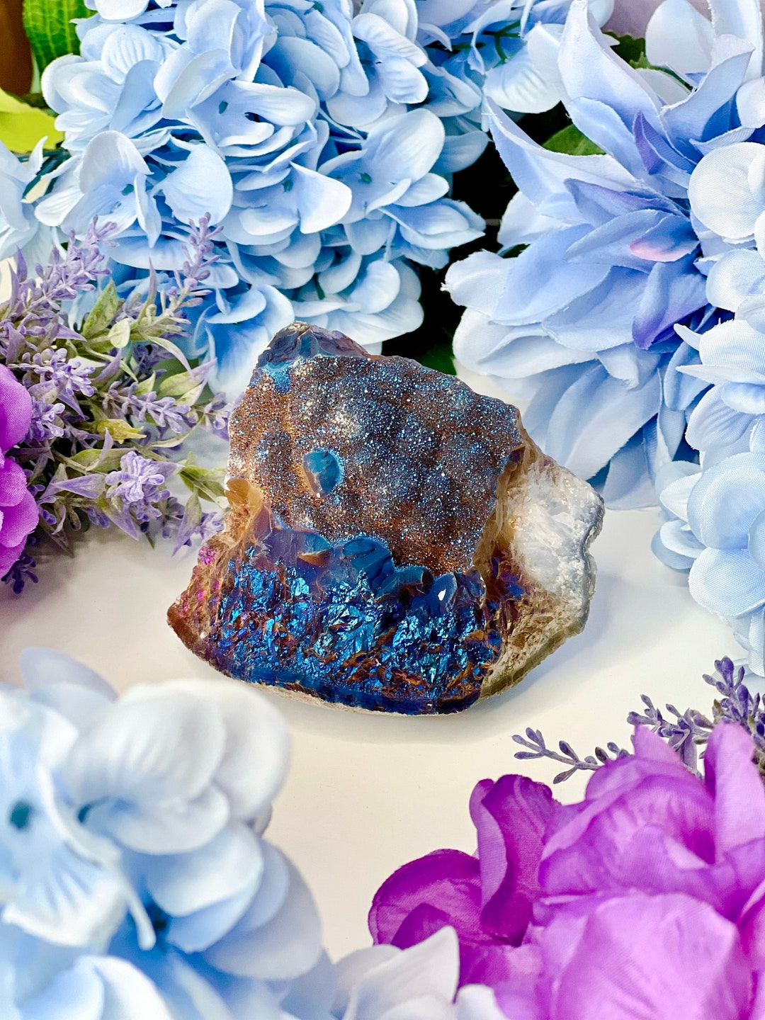 Blue Titanium Geode, Healing Crystals, Gemstone, Crystal Decor, Witchy ...