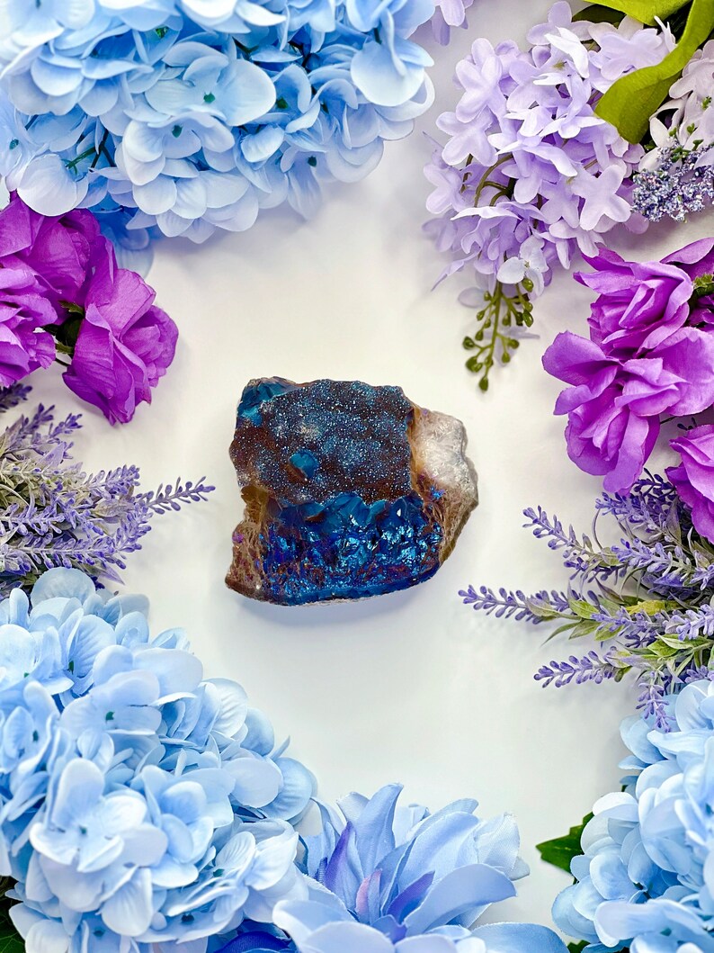 Blue Titanium Geode, Healing Crystals, Gemstone, Crystal Decor, Witchy ...