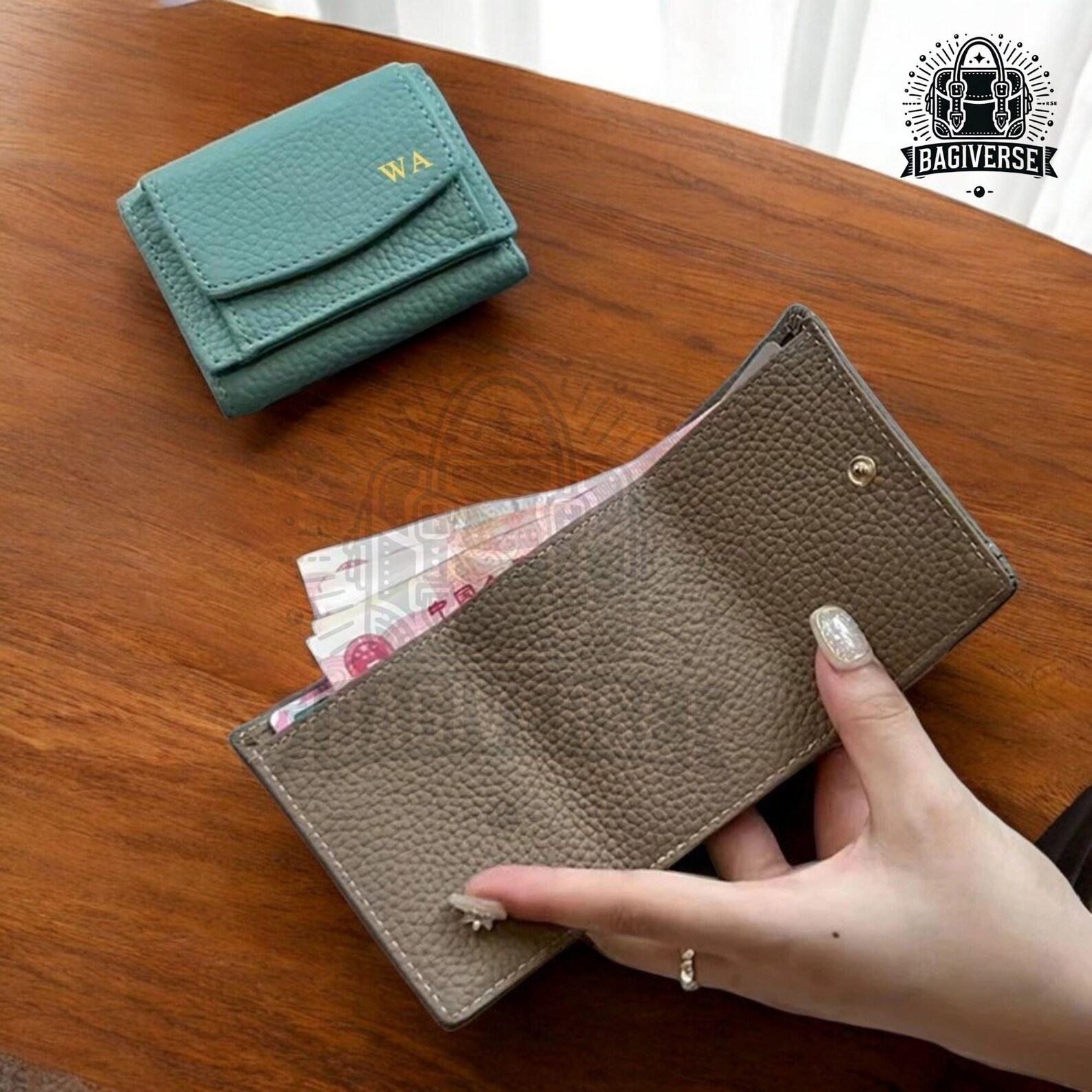 Personalized Small Wallet - Custom Initials Mini Card Holder, Vegan ...