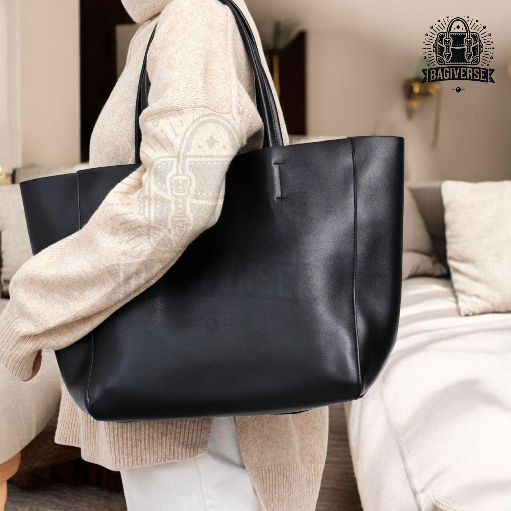 Elegant Leather Tote Bag – Large Capacity Everyday Handbag for Women ...
