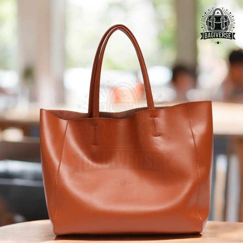 Elegant Leather Tote Bag – Large Capacity Everyday Handbag for Women ...