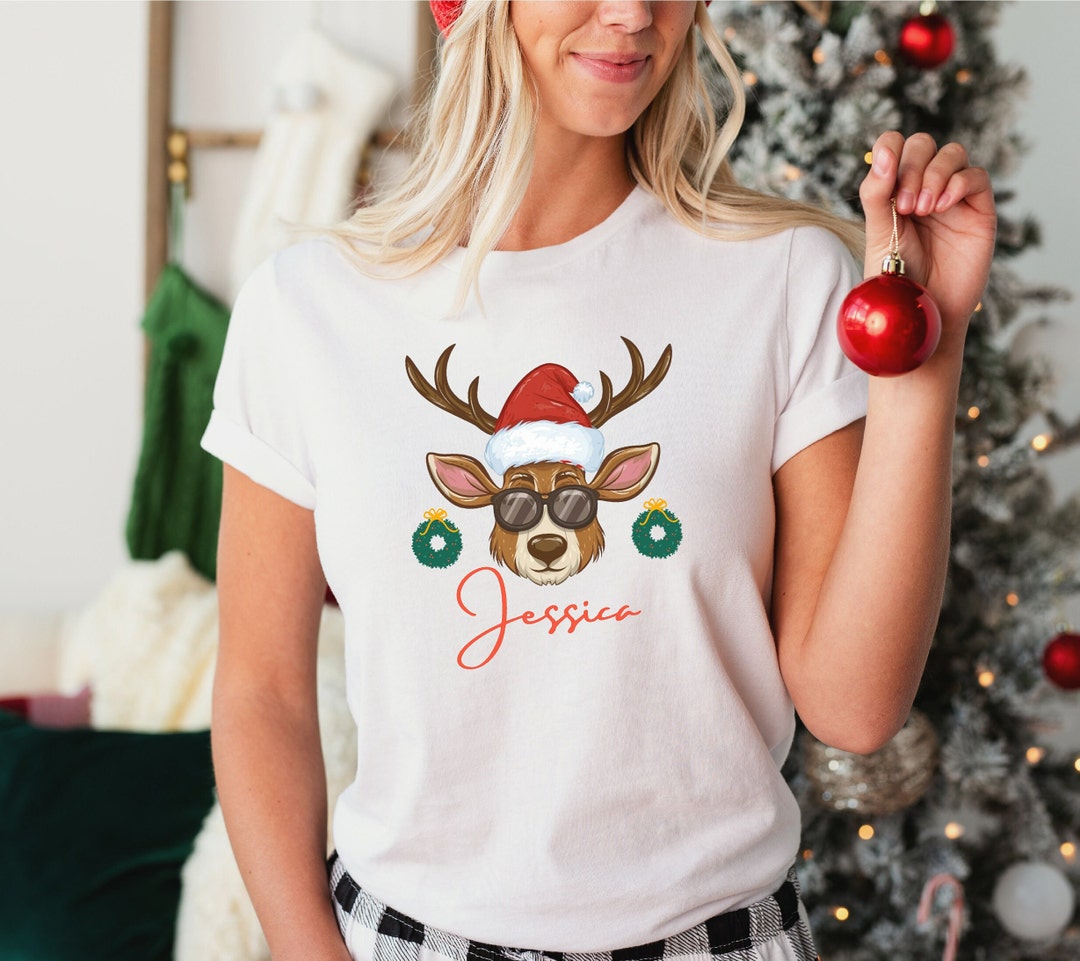 Custom Christmas Reindeer T-shirt Gift for the Holidays Cool - Etsy