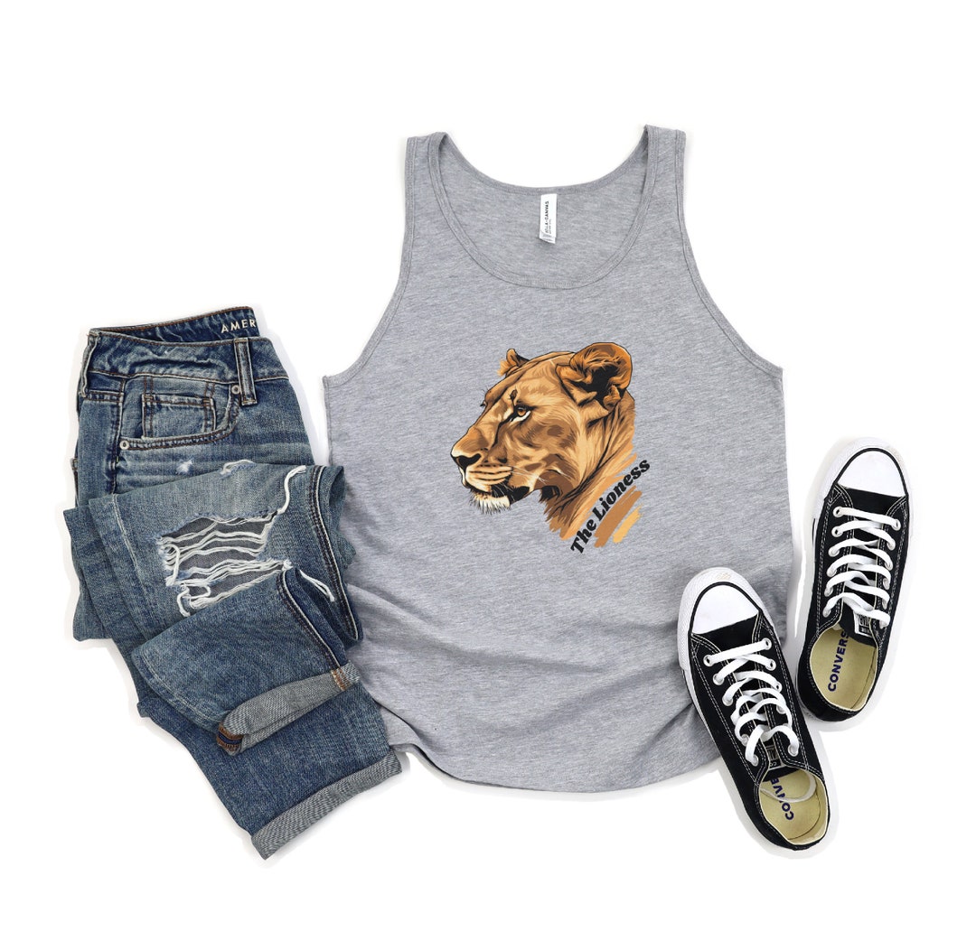 Lioness Tank Top Gym Shirt Women's Athletic Apparel Female Lion Workout ...