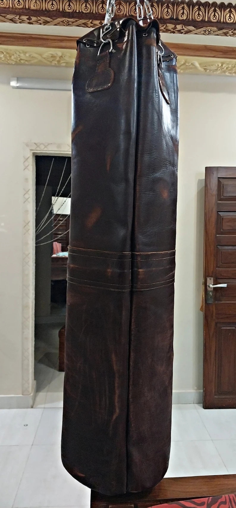 Retro Antique Old School Vintage Ripped Leather Style Punching Bag ...