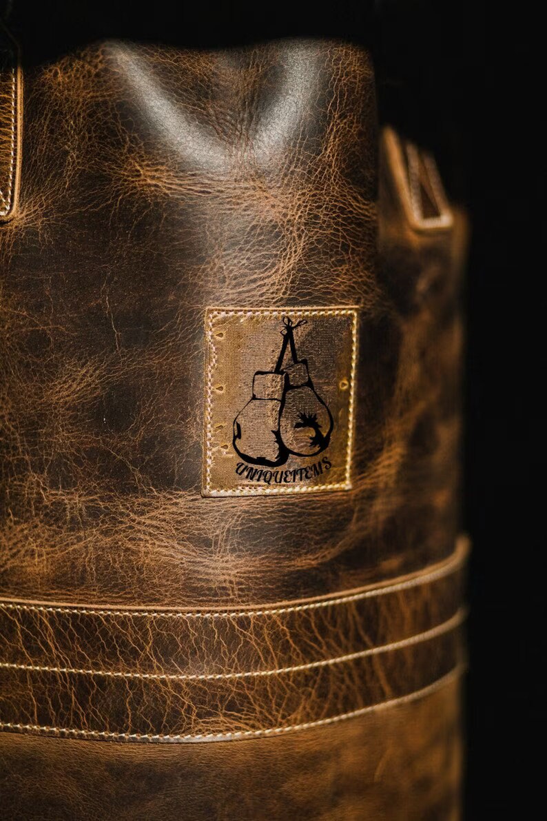 Retro Vintage Leather Punching Bag, Boxing Bag, MMA Kickboxing,handmade ...