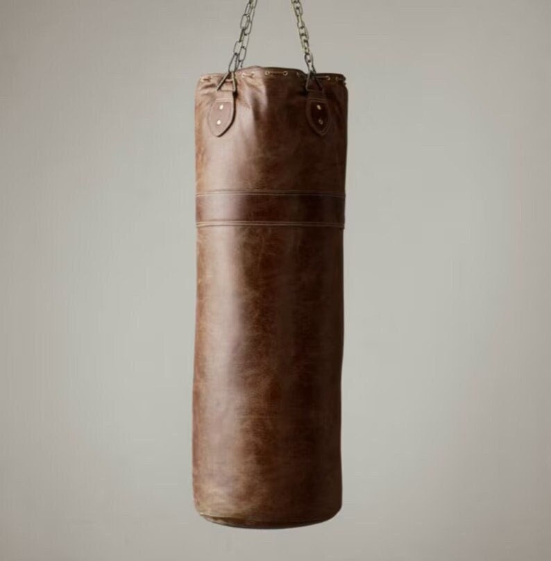 Vintage Style Leather Punching Bag, Boxing Bag, Heavy Bag, MMA ...