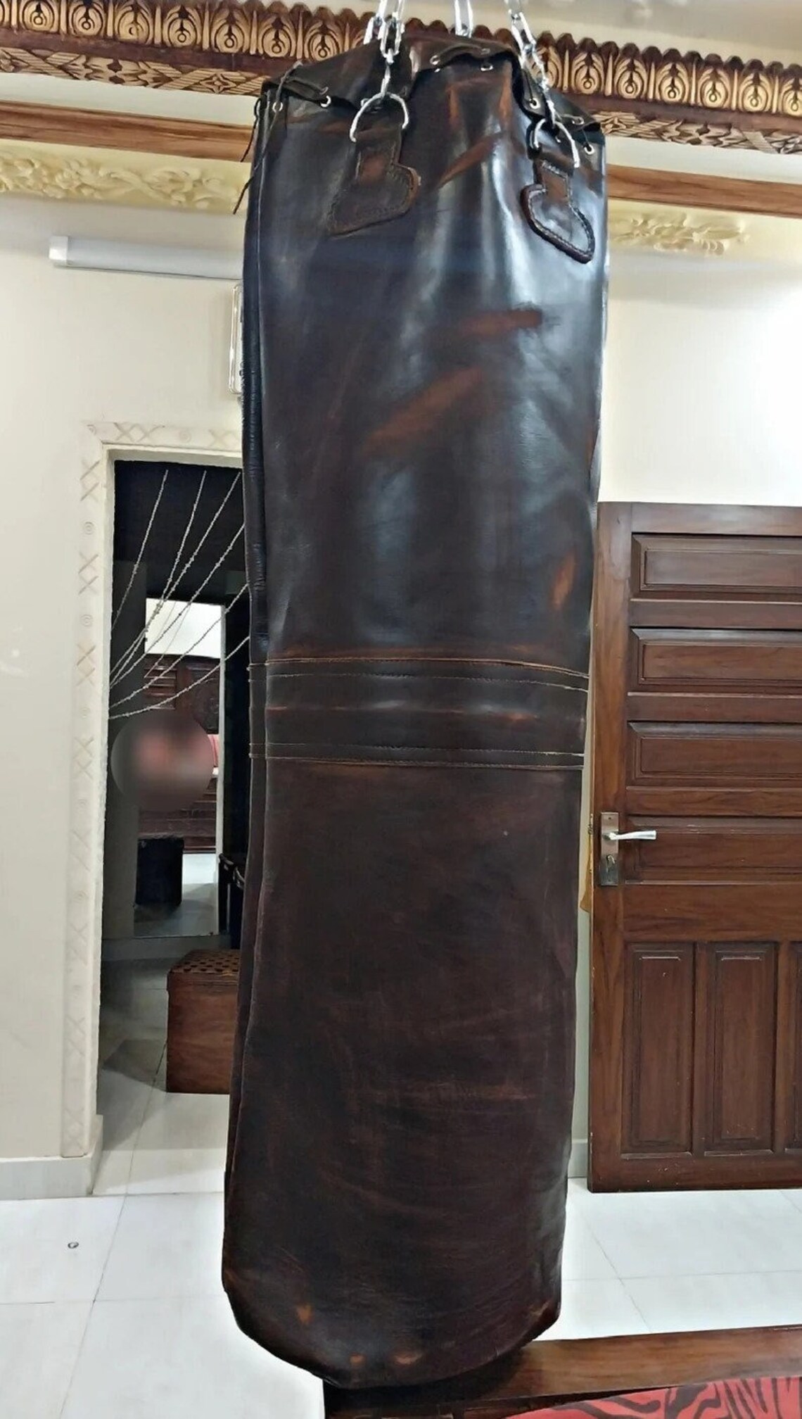 Retro Antique Old School Vintage Ripped Leather Style Punching Bag ...