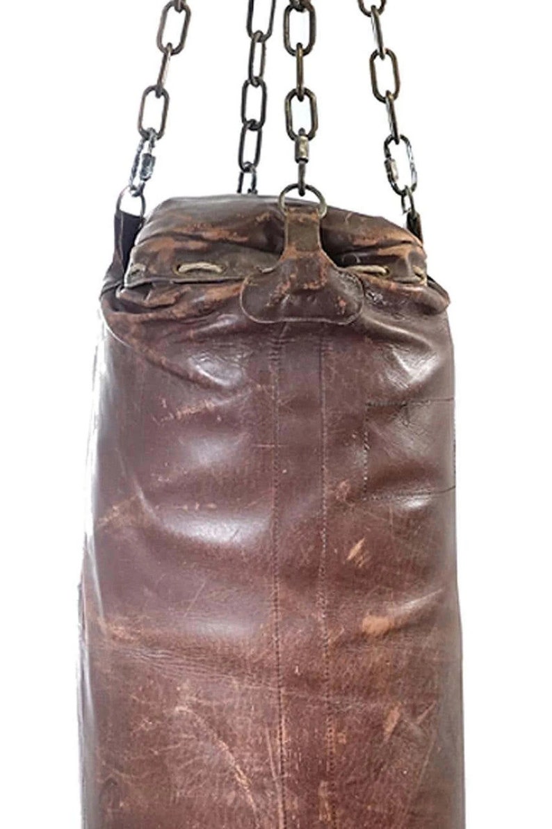Retro Antique Old School Vintage Ripped Leather Style Punching Bag ...