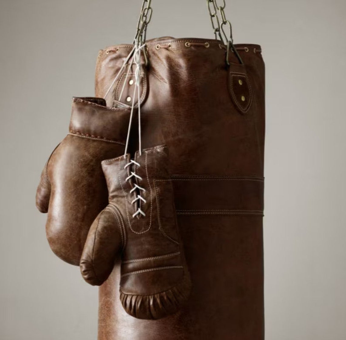 Vintage Style Leather Punching Bag, Boxing Bag, Heavy Bag, MMA ...