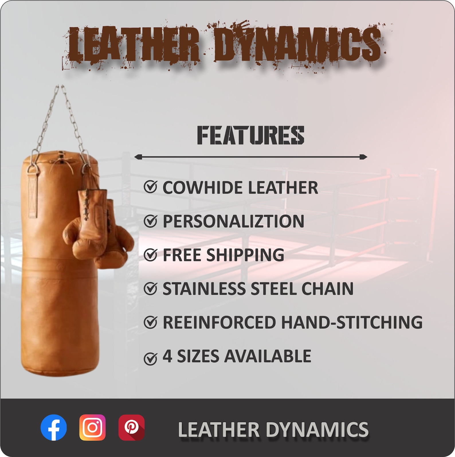 Ultimate Deluxe Tan Vintage Leather Punching Bag, Training Boxing Bag ...