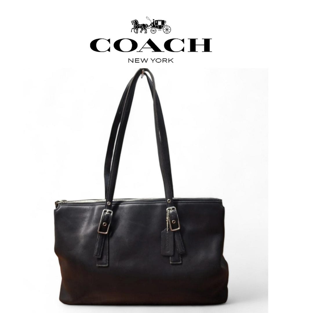 Vintage Coach Legacy 9847 Black Calfskin Leather Medium Shoulder Tote ...