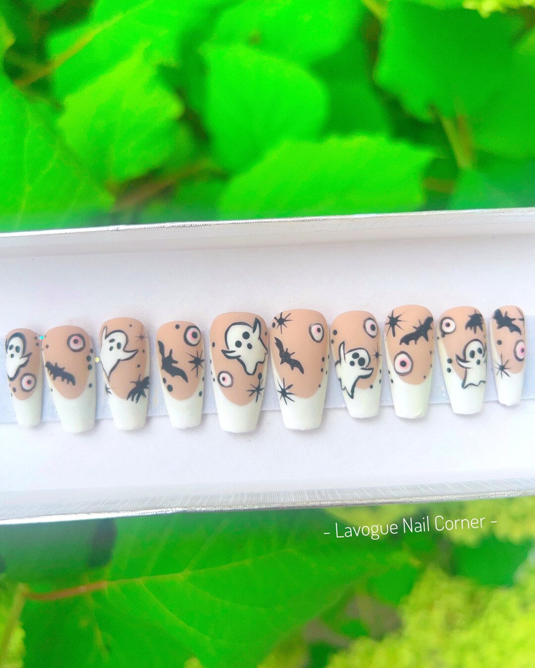 Spooky Devil Eyes Press on Nails Coffin, Halloween Fake or False Nails ...