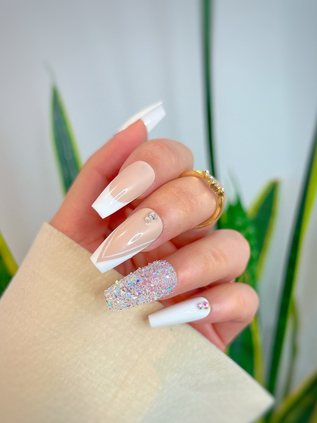 Press on Nails Short Coffin for Short False or Fake Nails, Luxury Glue ...