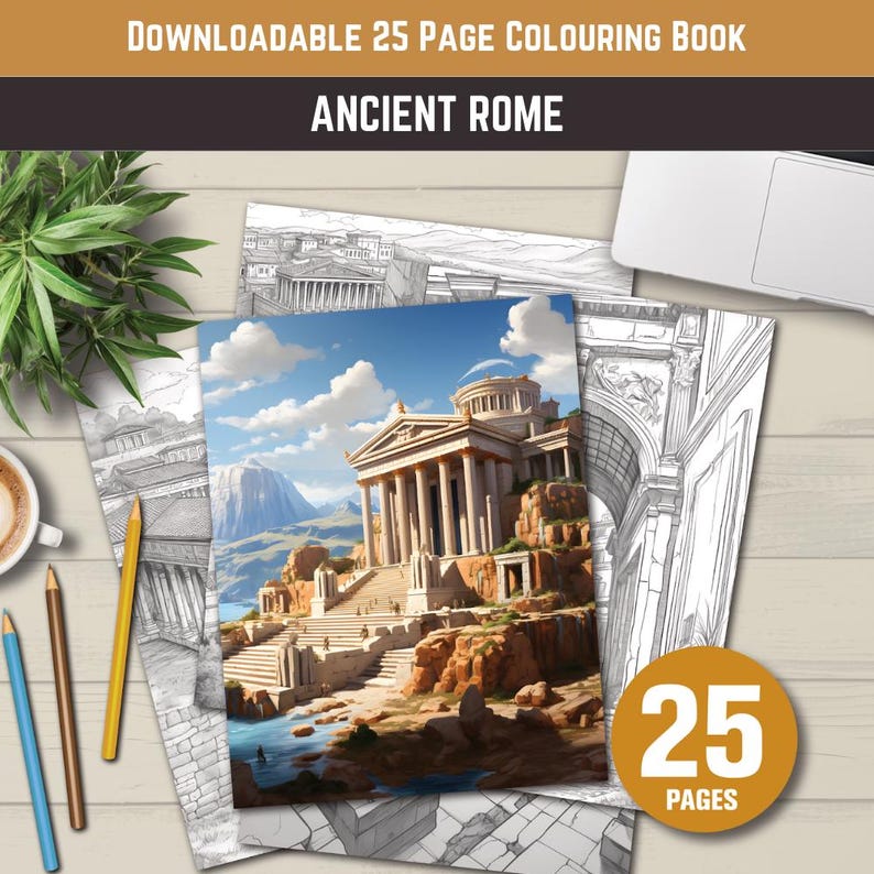 25 Ancient Roman Scenes Coloring Book Adults & Kids Coloring Pages ...