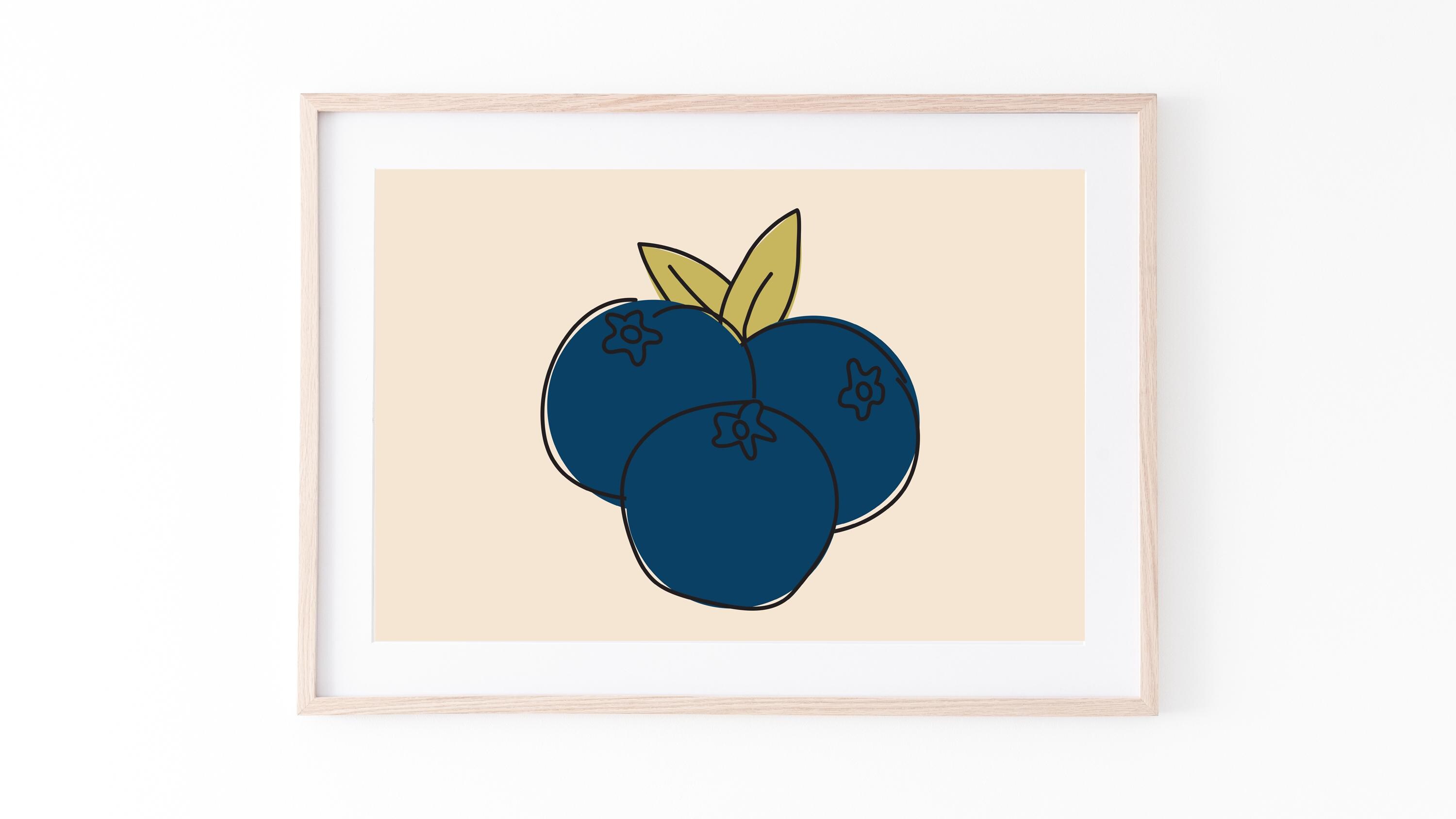 Neutral Beige Fruit Art Print Set - Kitchen Gallery Wall (digital ...