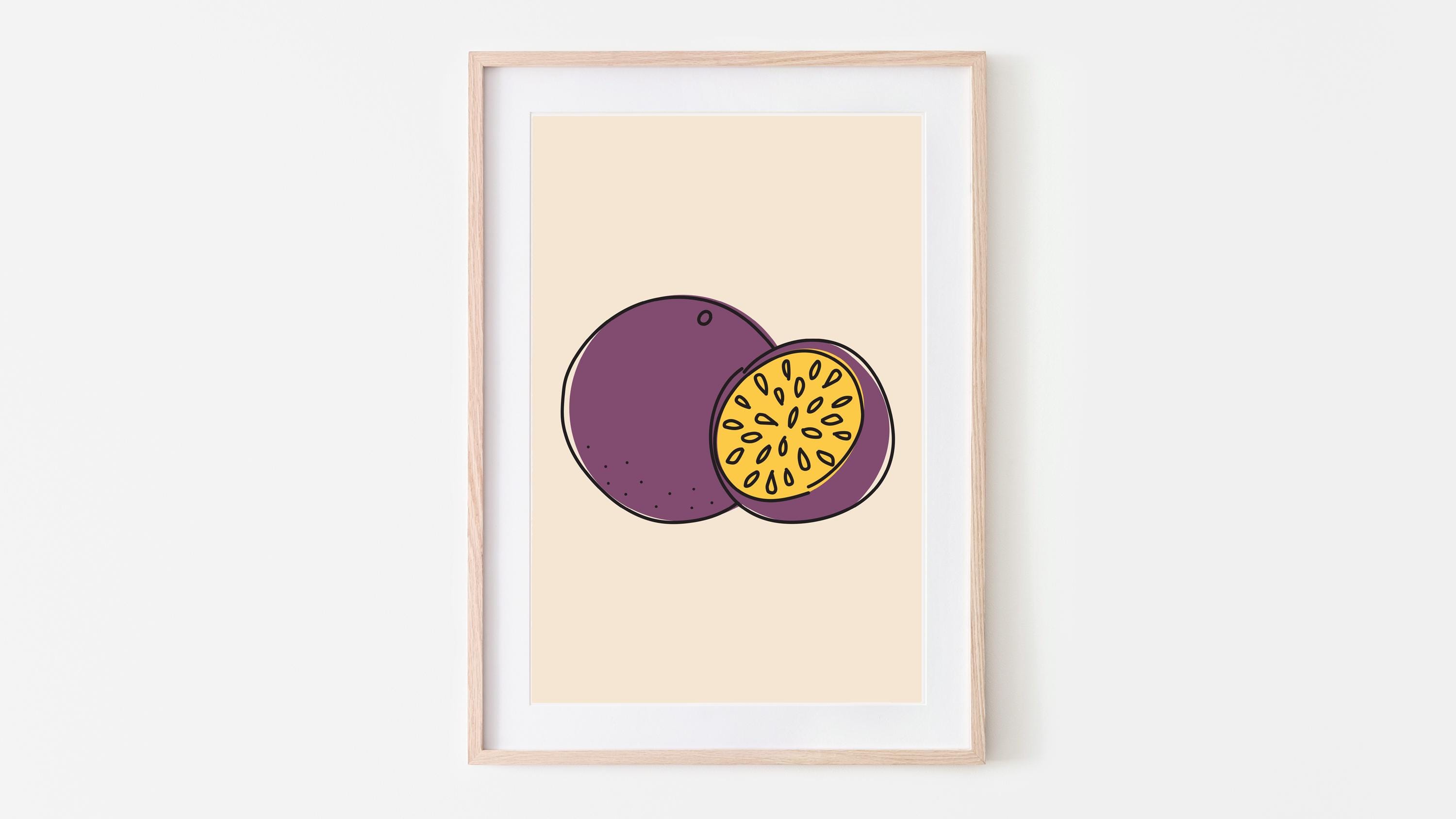 Neutral Beige Fruit Art Print Set - Kitchen Gallery Wall (digital ...
