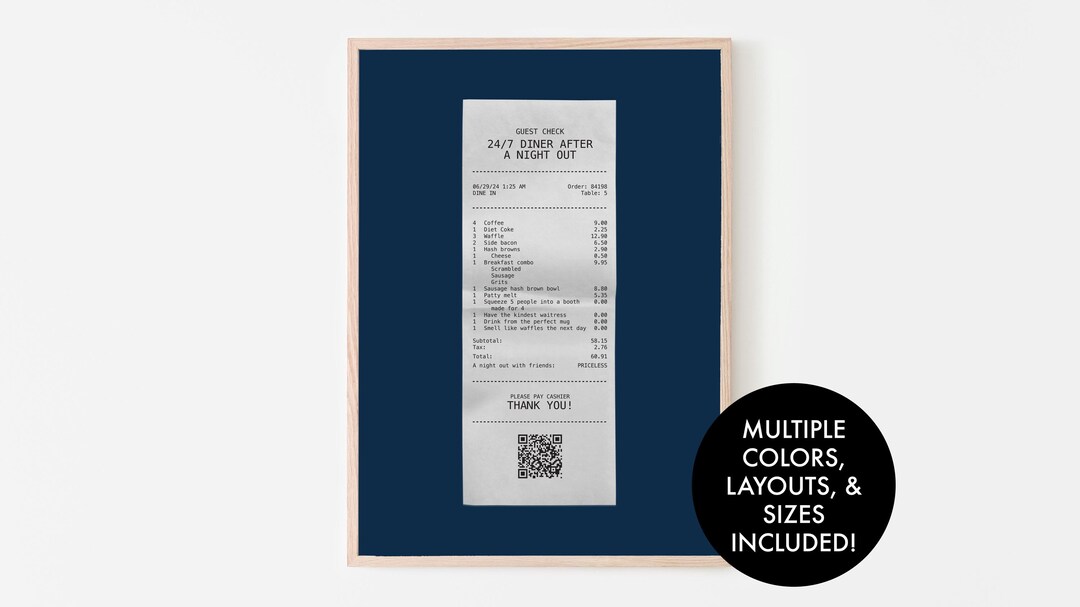 Diner Guest Check Receipt Art Print – Funny Food Decor (digital ...