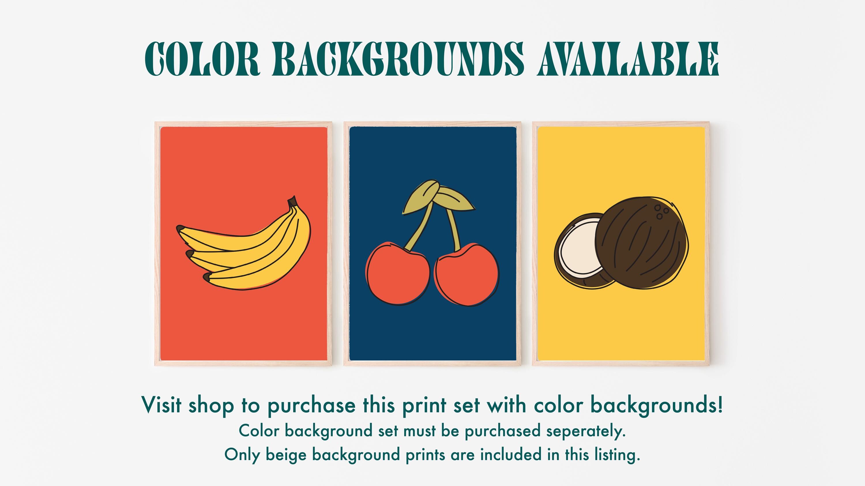 Neutral Beige Fruit Art Print Set - Kitchen Gallery Wall (digital ...
