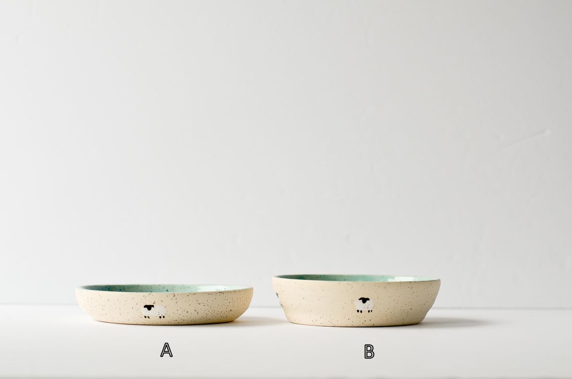 Celadon Shallow Sheep Bowls | Handmade Pottery | Handmade Ceramics - Etsy