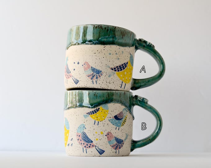 Handmade Bird Mugs | Colorful Ceramic Coffee Cup - Etsy