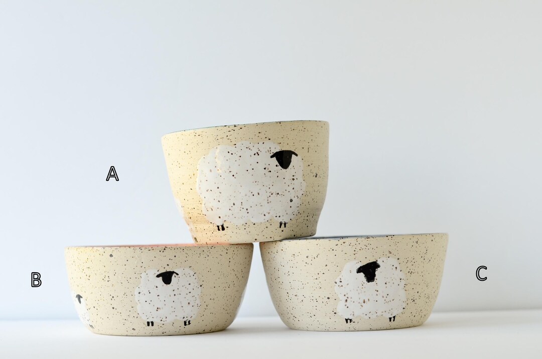 Large Sheep Bowls With 3 Sheep Handmade Pottery - Etsy