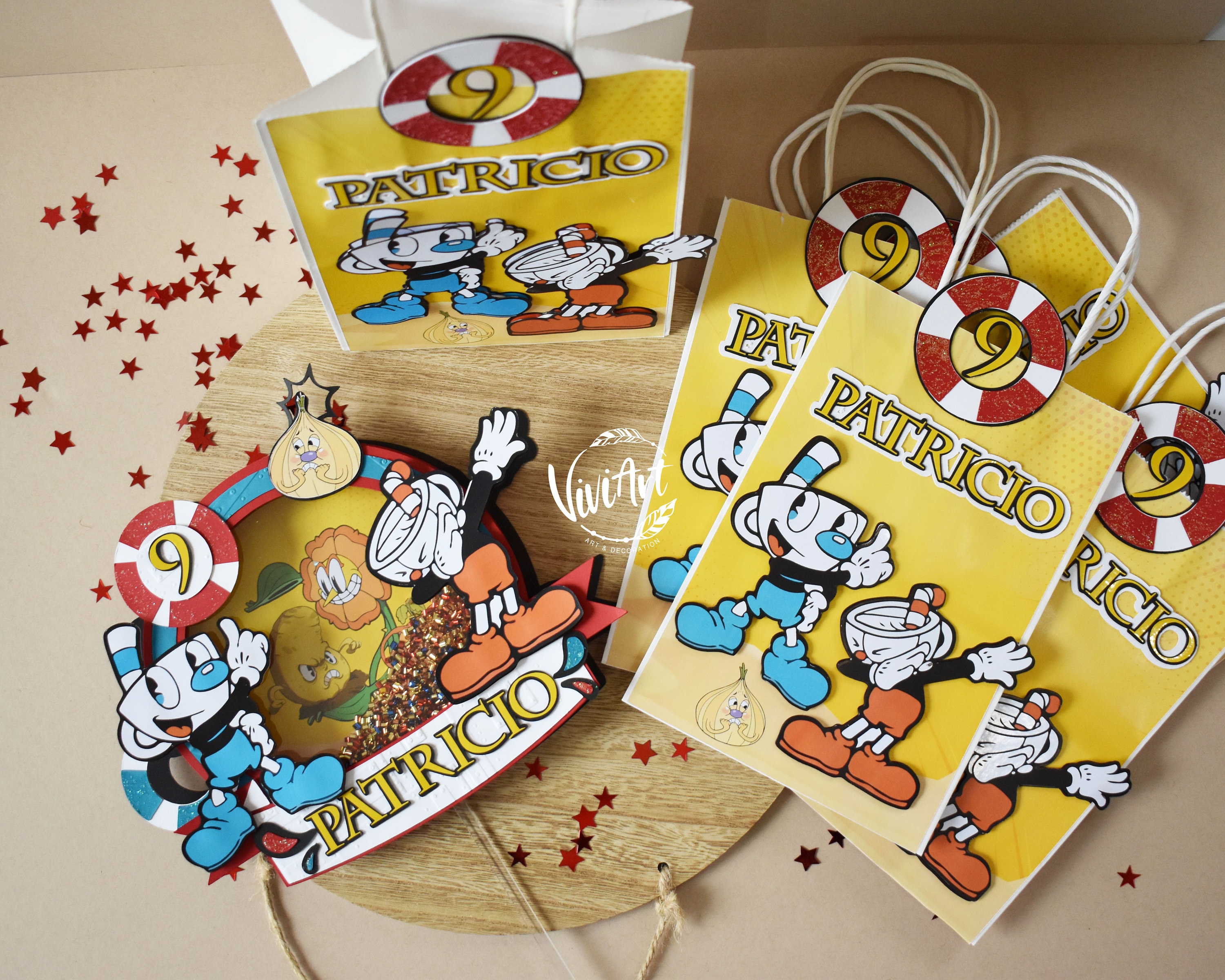 Cake Topper Cuphead, Cupheand Box , Cupheand - Etsy