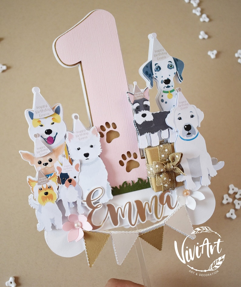 Birthday Cake Topper - Dog Cake Topper- Puppy Cake Topper - Etsy