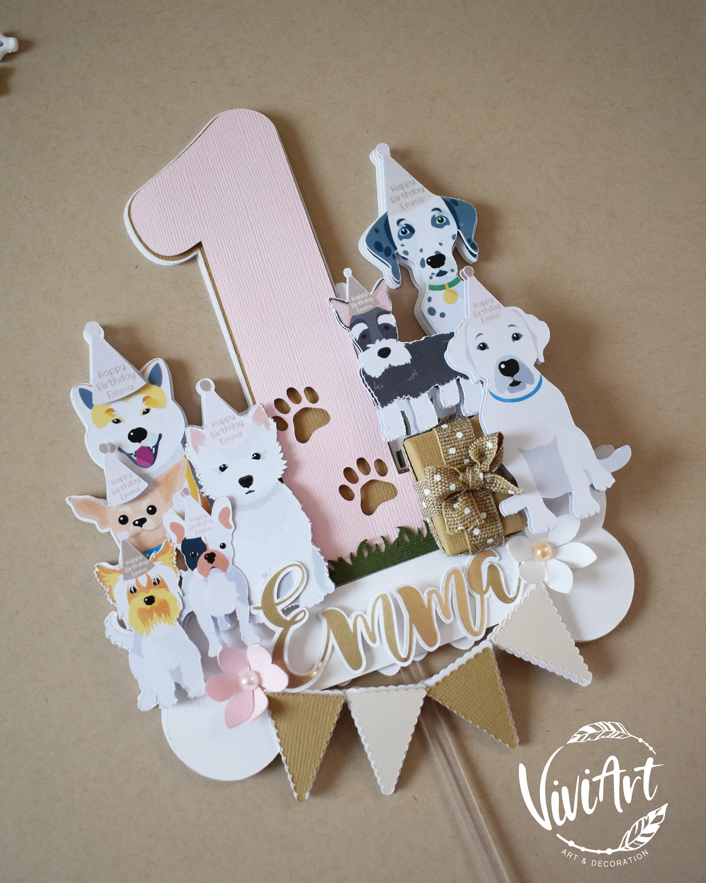Birthday Cake Topper - Dog Cake Topper- Puppy Cake Topper - Etsy