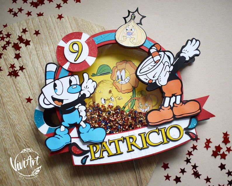 Cake Topper Cuphead, Cupheand Box , Cupheand - Etsy