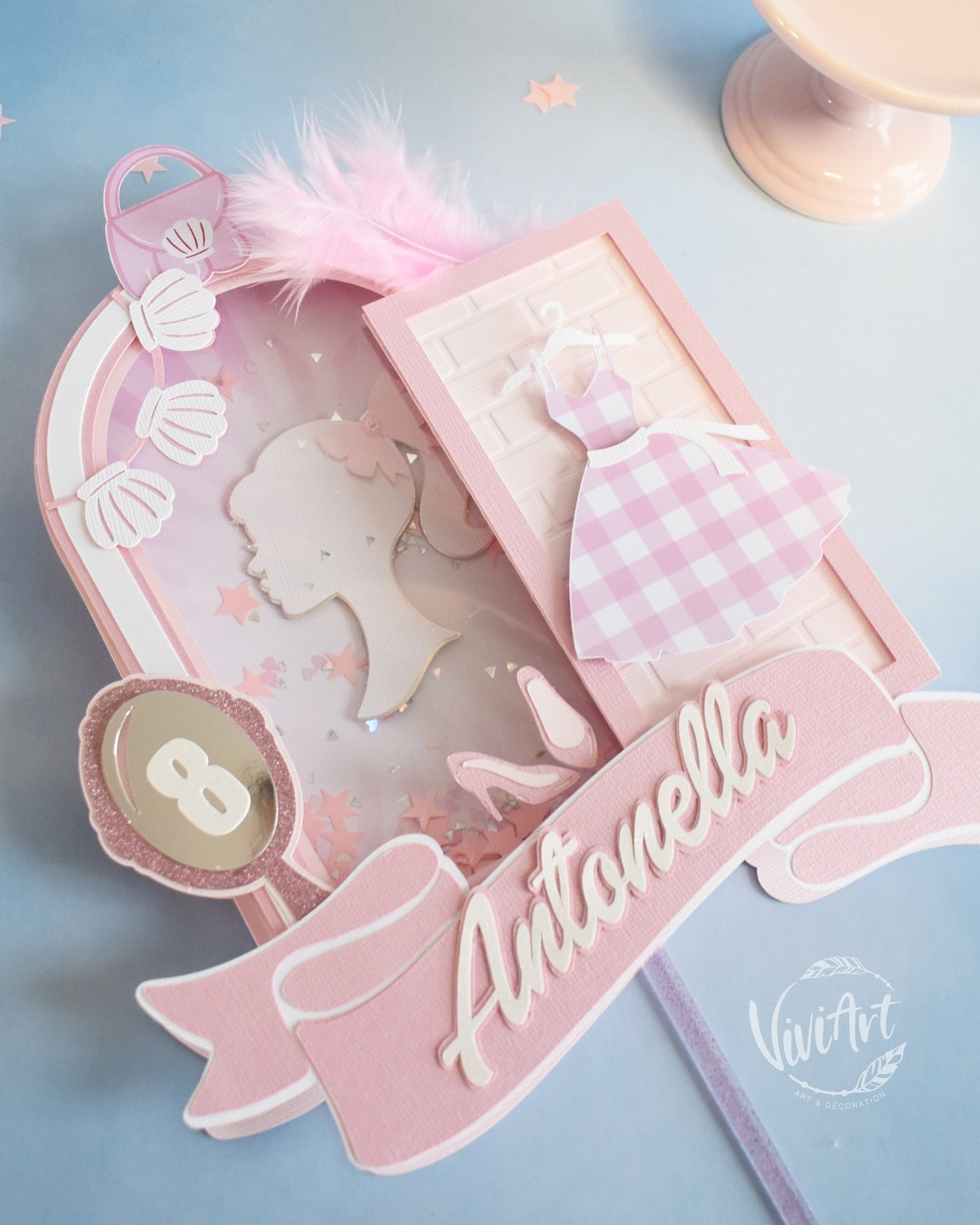 Doll Cake Topper Shaker With Light. Girl Birthday Cake Topper. Lights ...