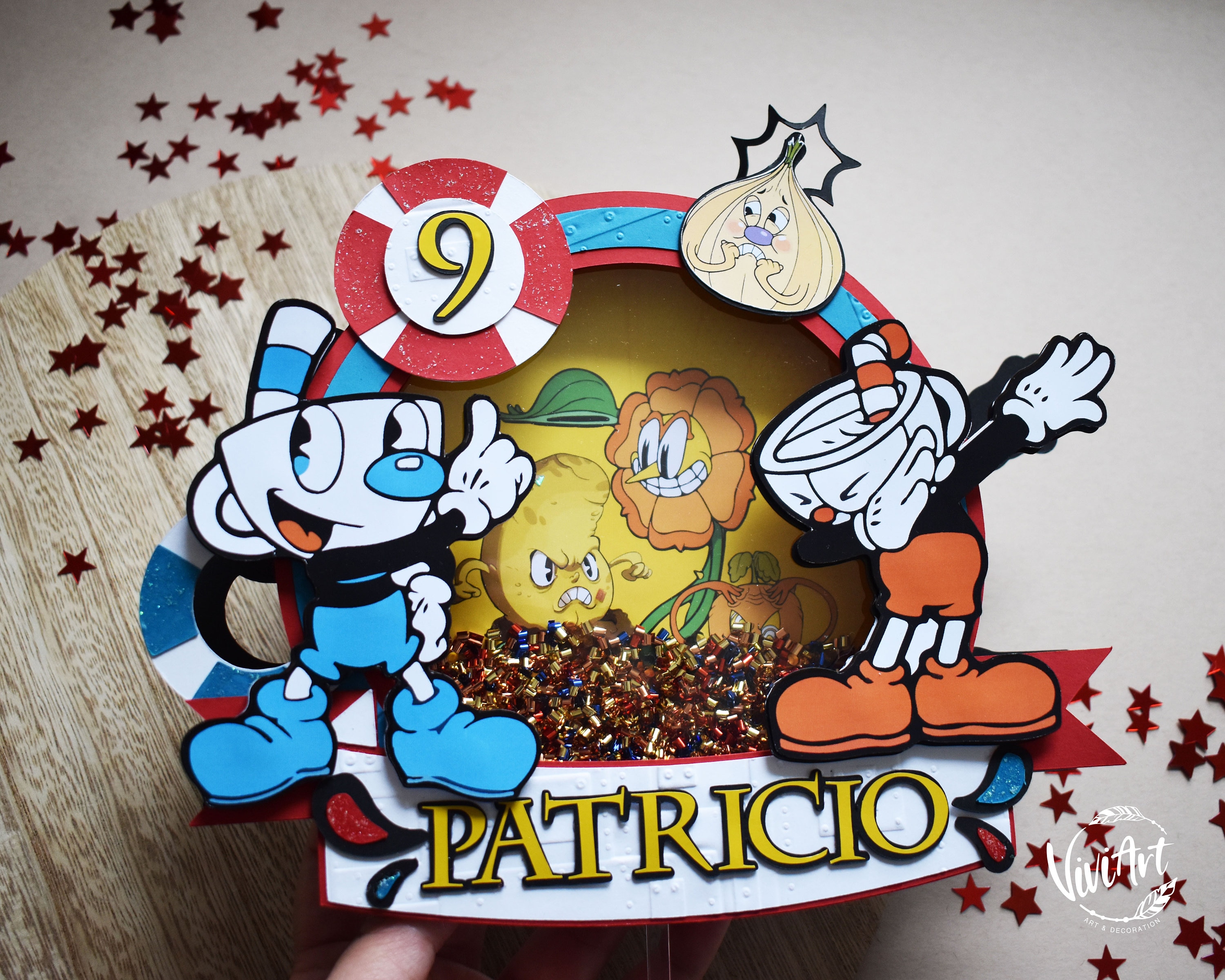 Cake Topper Cuphead, Cupheand Box , Cupheand - Etsy
