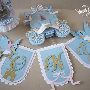 Cindirella Birthday. Bannercinderell, Cake Topper Set. Cinderella ...