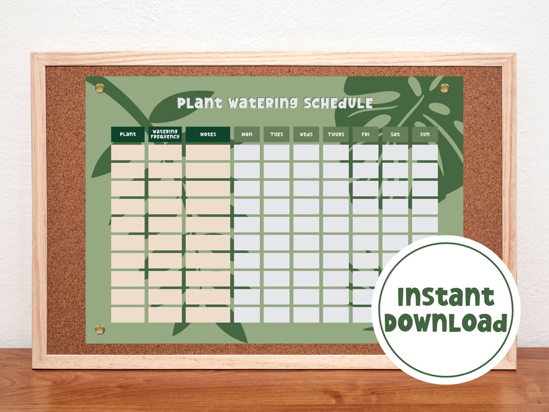 Plant Watering Schedule Instant Download Plant Tracker Print at Home or Use on Your Tablet - Etsy