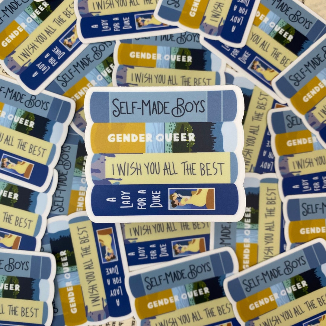 Trans Book Stack Sticker - Self-made Boys - Gender Queer - I Wish You ...