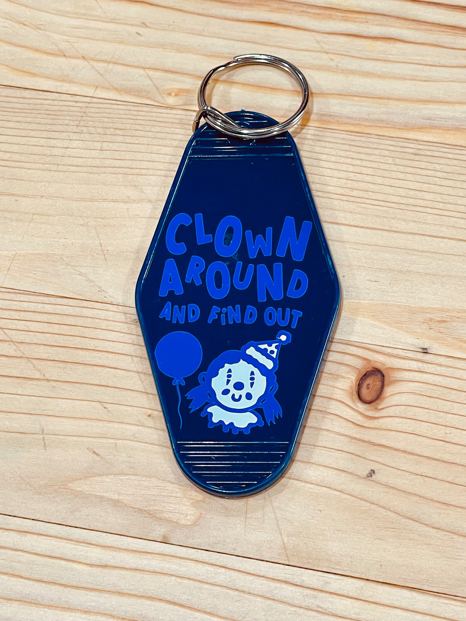 Clown Around and Find Out, Hotel Motel Keychain, Clown Core, Retro ...