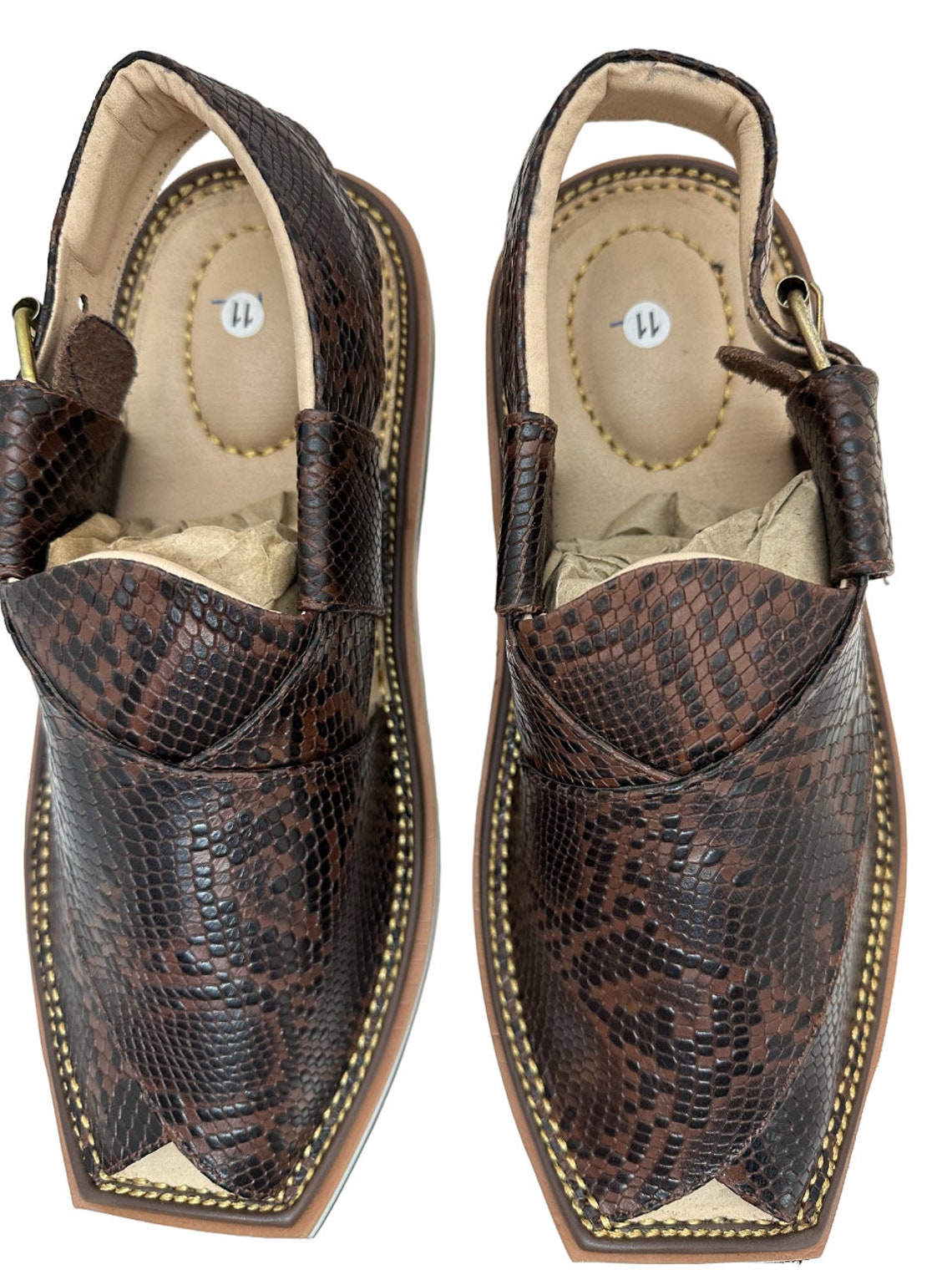 Men All Handmade Real Leather Peshawari Kaptaan Sandals Chappal ...