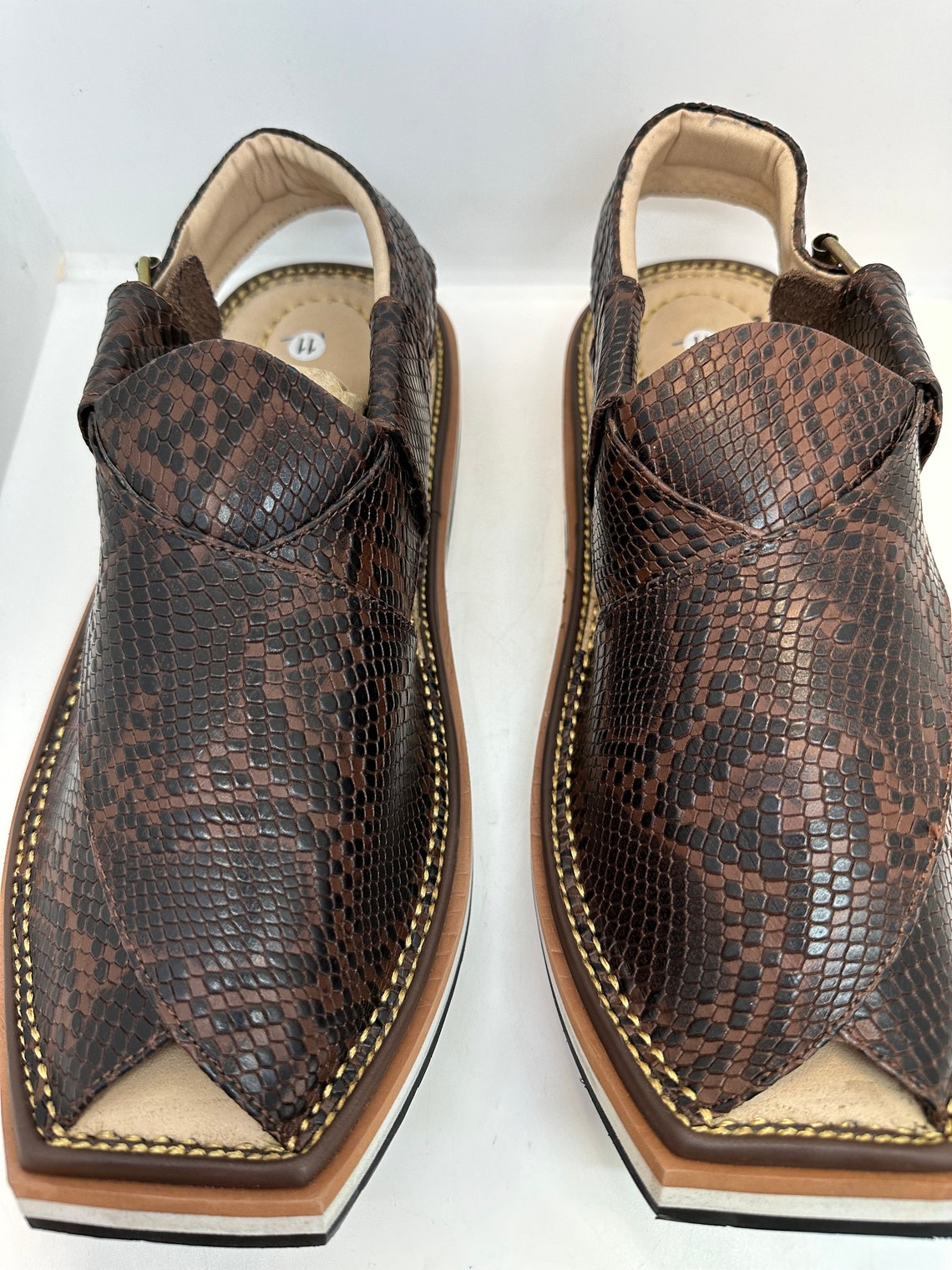 Men All Handmade Real Leather Peshawari Kaptaan Sandals Chappal ...