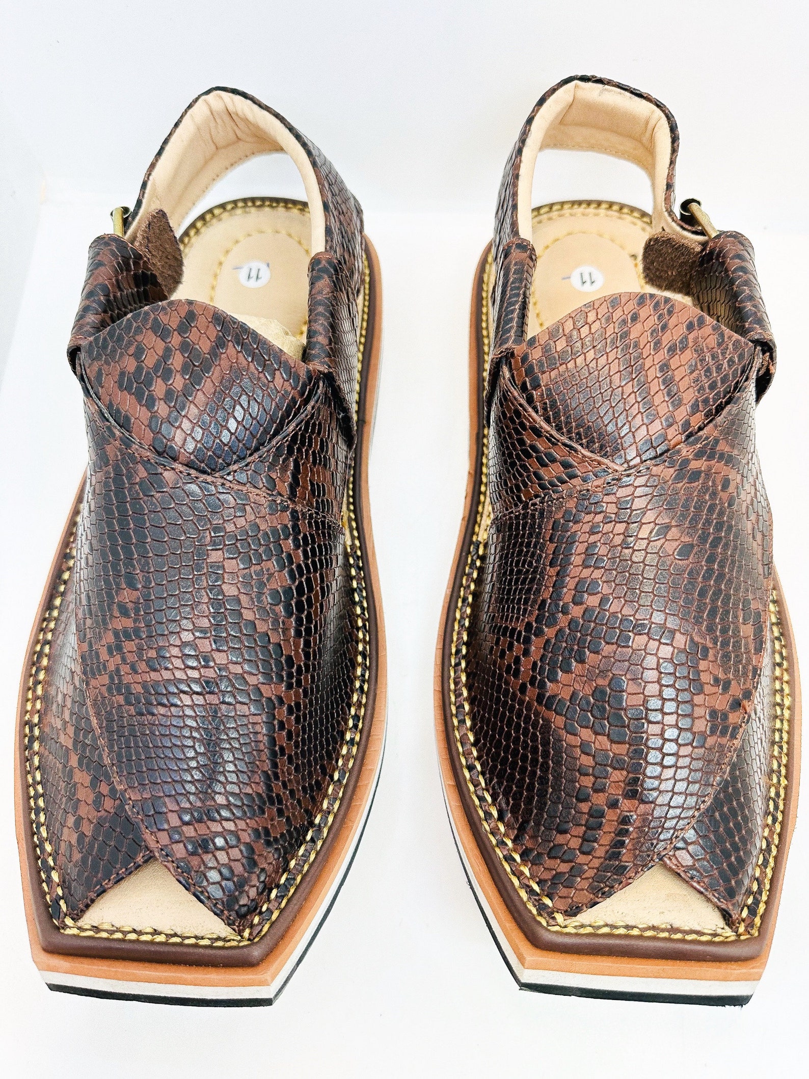 Men All Handmade Real Leather Peshawari Kaptaan Sandals Chappal ...