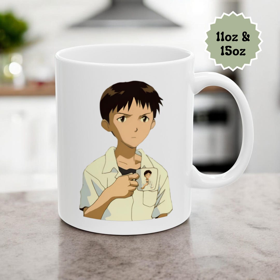 Shinji Holding Mug, Rei Ayanami Mug, Shinji Ikari Large Mug ...