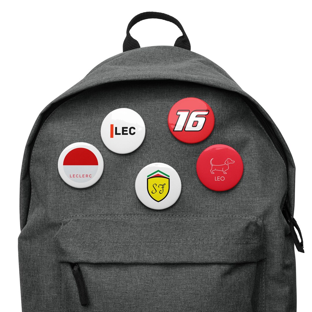 2025 Charles Leclerc Formula 1 Scuderia Ferrari Button Pin Set, F1 Fan ...