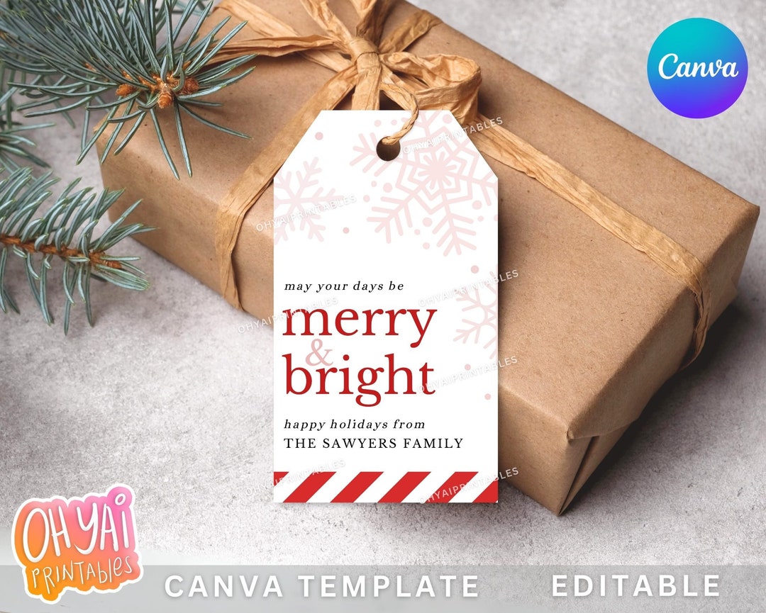 Editable Christmas Tag, Printable Holiday Tag, Christmas Favor Tag ...